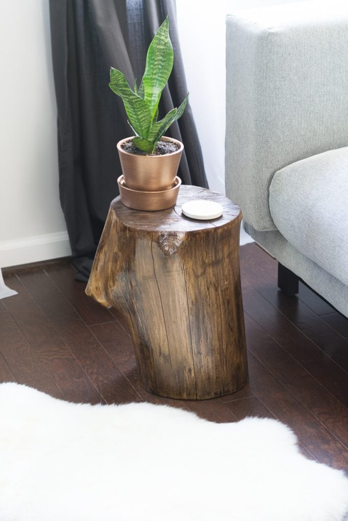Check out my tutorial for how to make a tree stump side table!