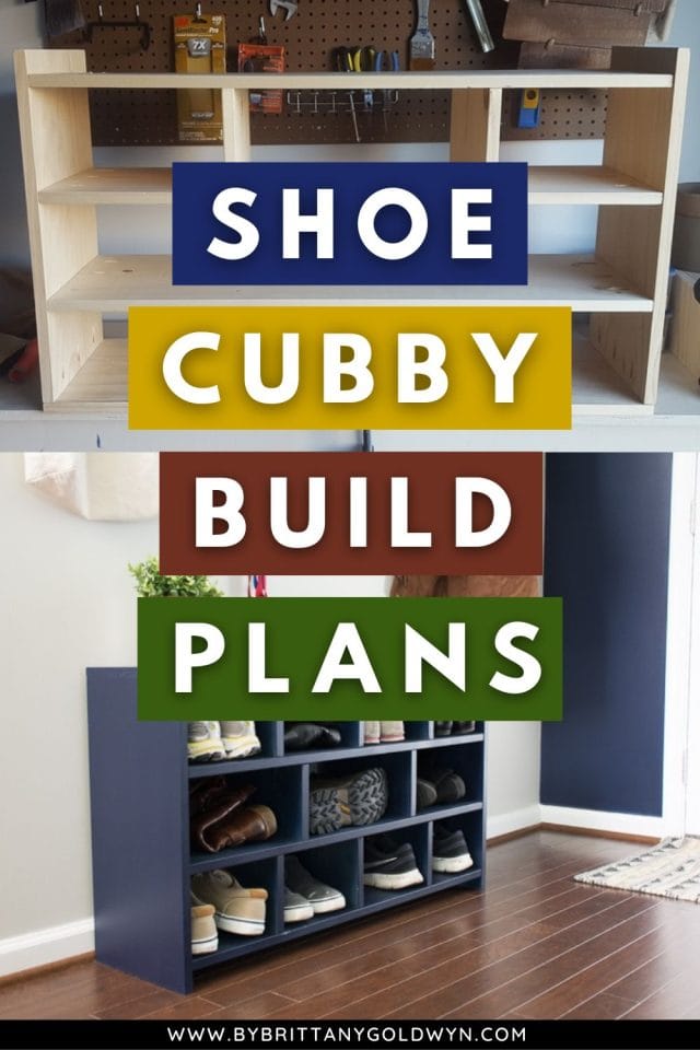 Free printable plans to build your own shoe cubby!