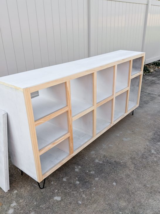 Check out our modern buffet-style cubby storage plans!