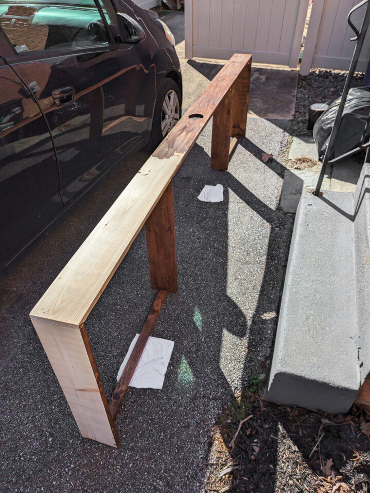 Our DIY behind-the-sofa skinny console table...with power!