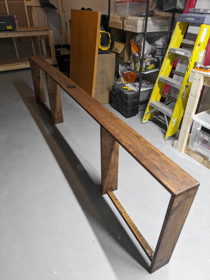 Our DIY behind-the-sofa skinny console table...with power!