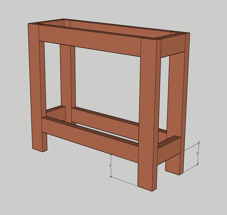 My outdoor console table made using 2x4s and pavers!